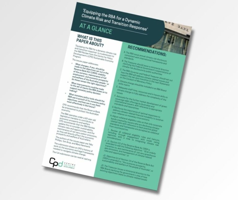 RBA Review submission: Equipping the RBA for a dynamic climate risk and ...